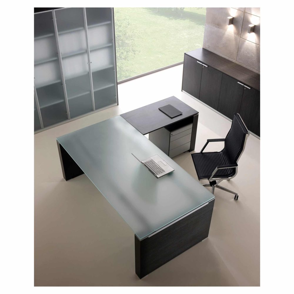 Saint - Italian Glass Executive Desk - Add Office